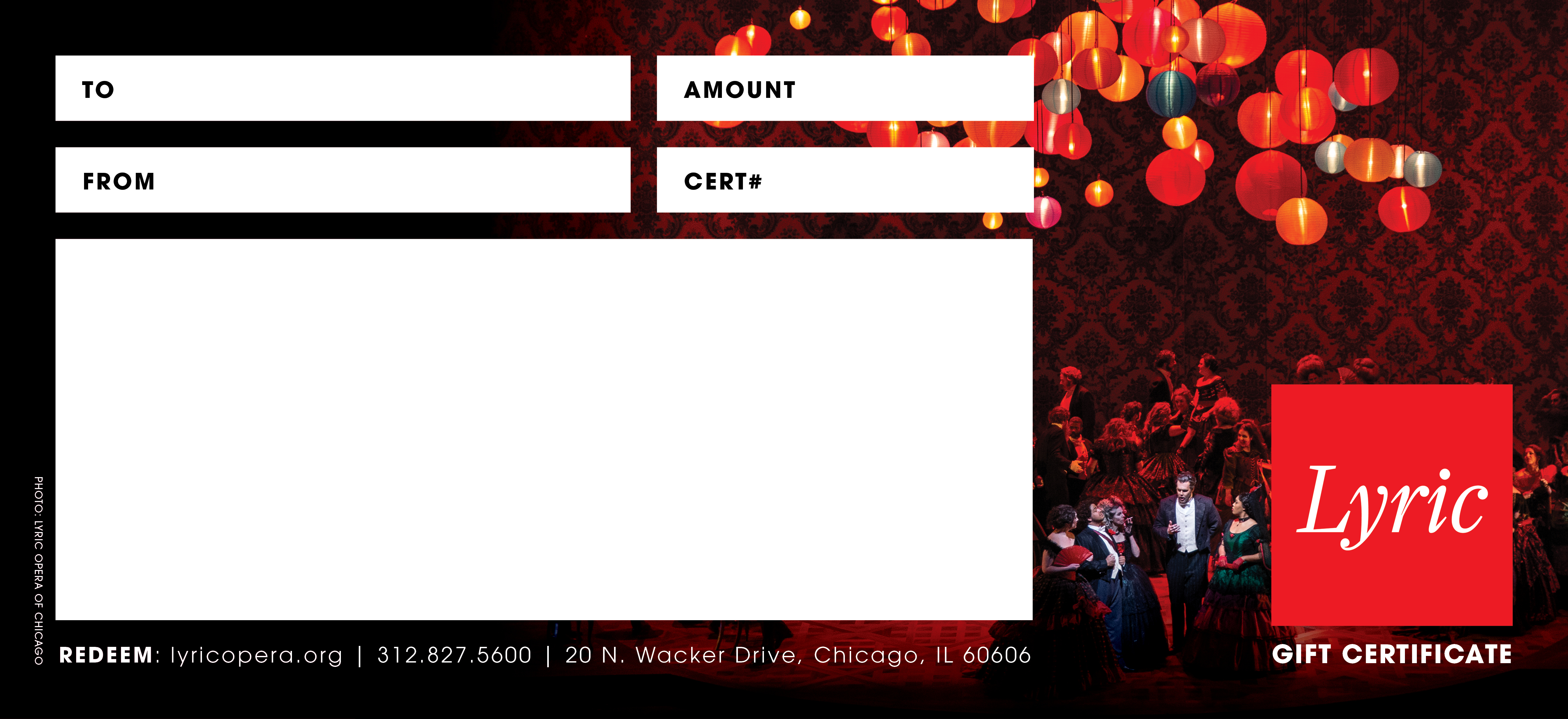 Lyric Opera gift certificates | Lyric Opera of Chicago